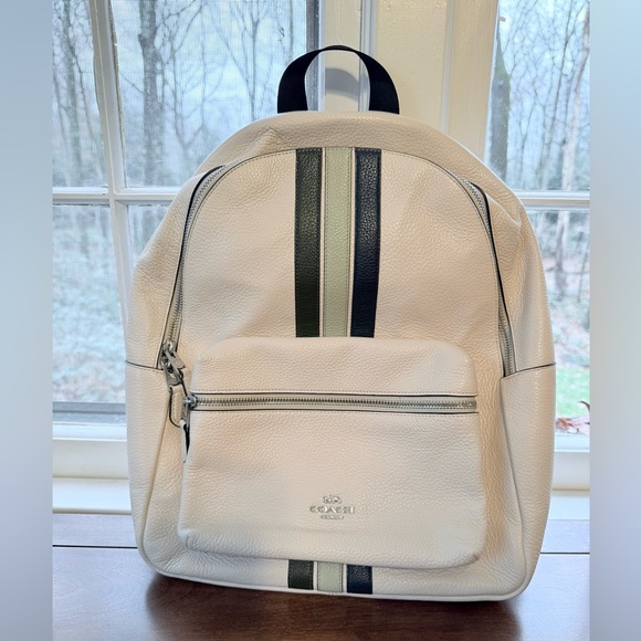 Coach | Bags | Nwot Coach Leather Backpack With Varsity Stripes | Poshmark